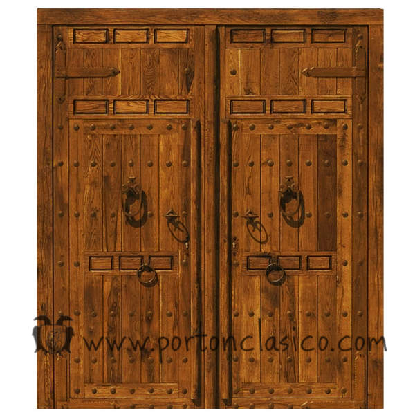 Portones rústicos de madera con 2 postigos - PortónClásico.com